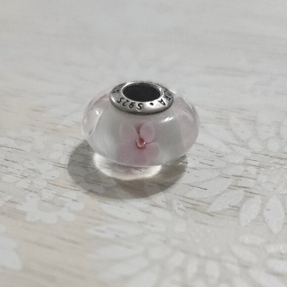 Pandora | Jewelry | Pandora Sterling Silver Murano Glass Pink Flower ...
